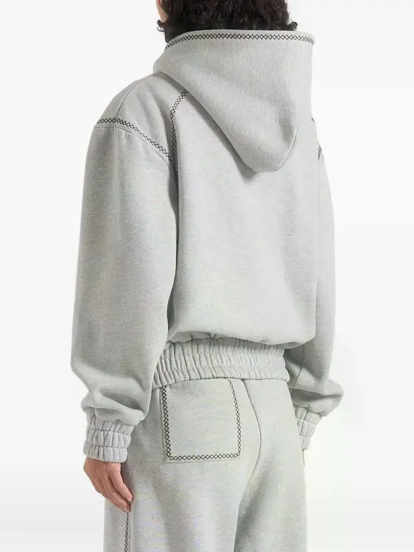 Manière De Voir Manierè De Voir Light Whipstitch Raglan Effect Zip Hoodie - Grey