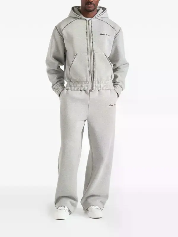 Manière De Voir Manierè De Voir Light Whipstitch Raglan Effect Zip Hoodie - Grey