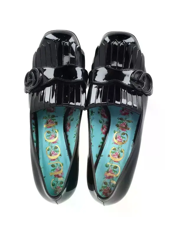 Gucci Gg Marmont Patent Leather Fringed Pumps