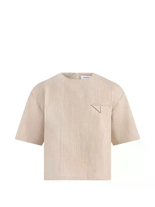 Manière De Voir Leon Boxy Cropped Hatched T-shirt - Neutrals