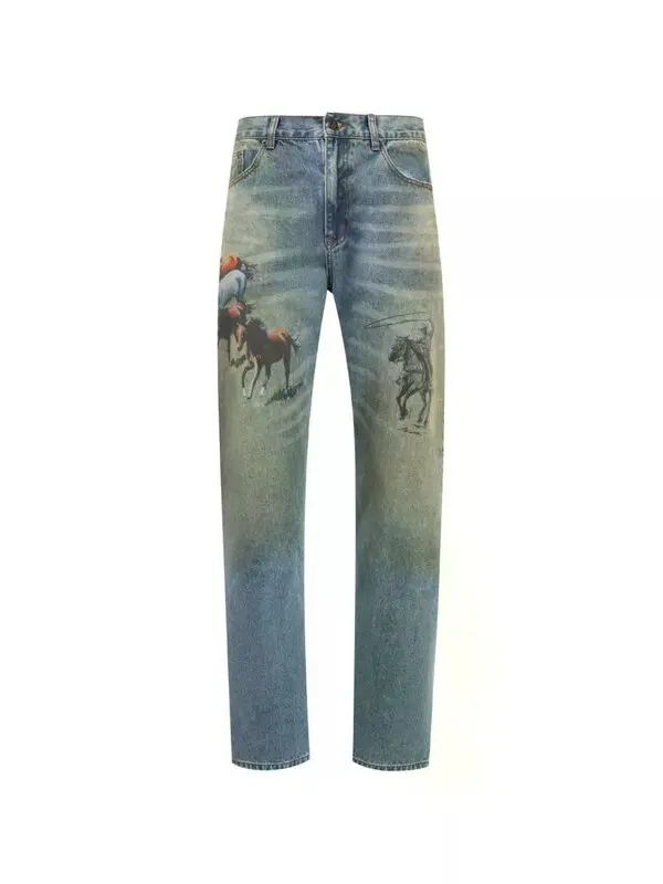 ONE OF THESE DAYS Graphic Print Straight-leg Jeans