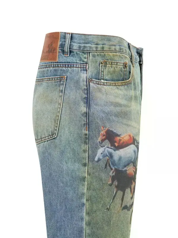 ONE OF THESE DAYS Graphic Print Straight-leg Jeans