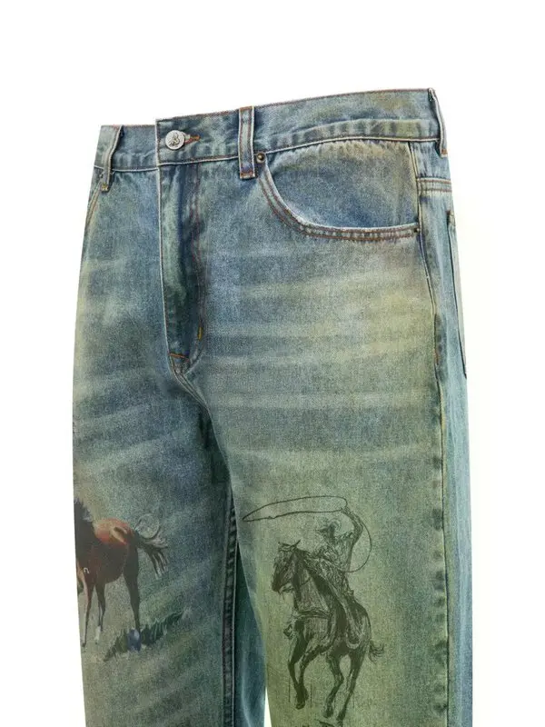 ONE OF THESE DAYS Graphic Print Straight-leg Jeans