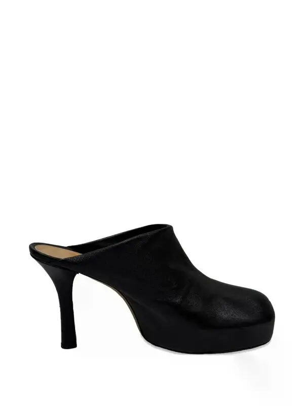 Bottega Veneta Leather Platform Stiletto Mules - Black