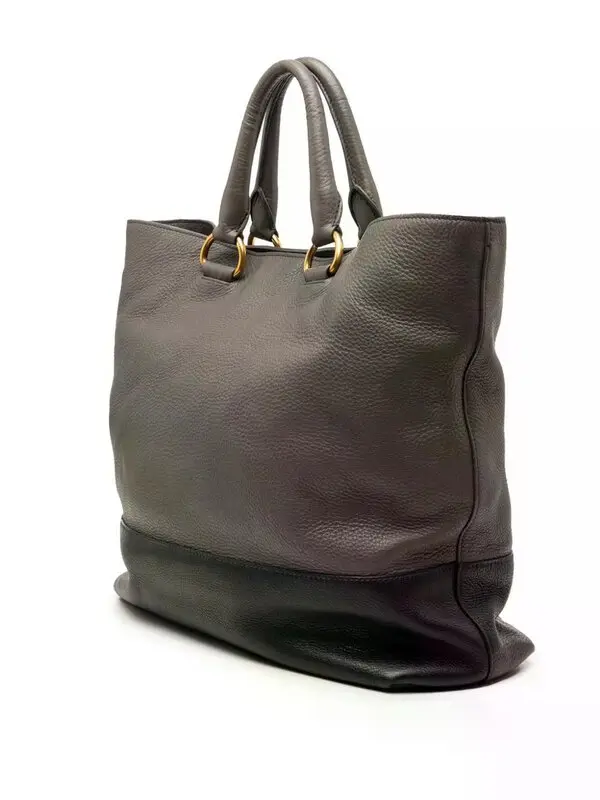 Prada Bicolor Vitello Daino Open Convertible Tote Satchel - Brown