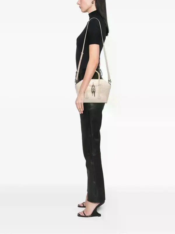 Givenchy 4g Antigona Lock Satchel In Embossed Calfskin - White