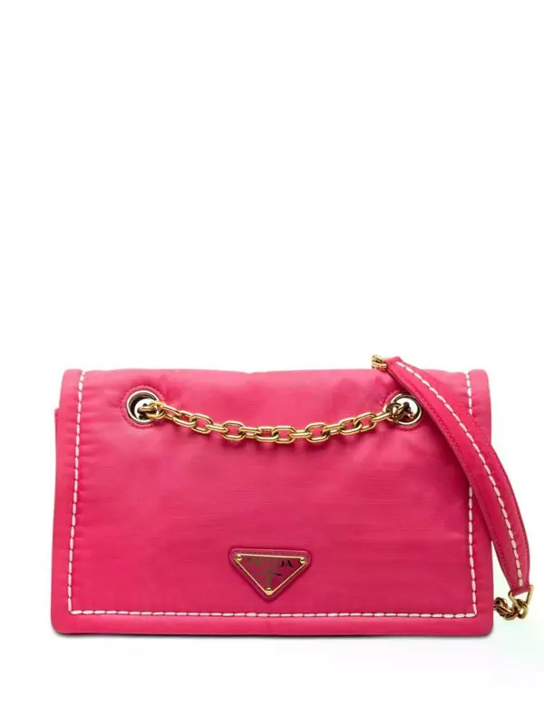 Prada Tessuto Chain Flap Crossbody Bag - Pink