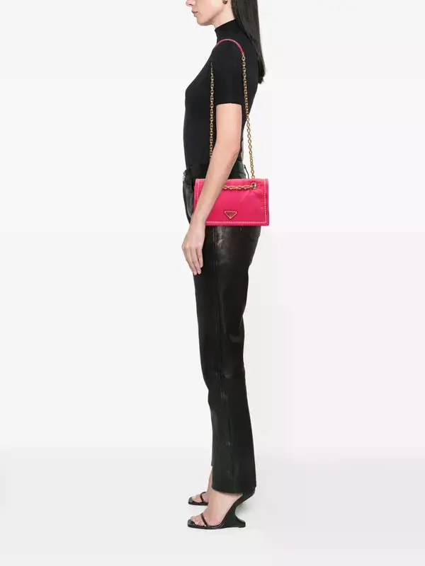 Prada Tessuto Chain Flap Crossbody Bag - Pink