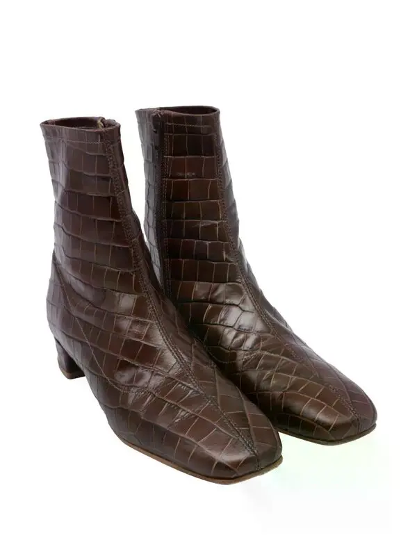By Far Croc-embossed Ankle Boots