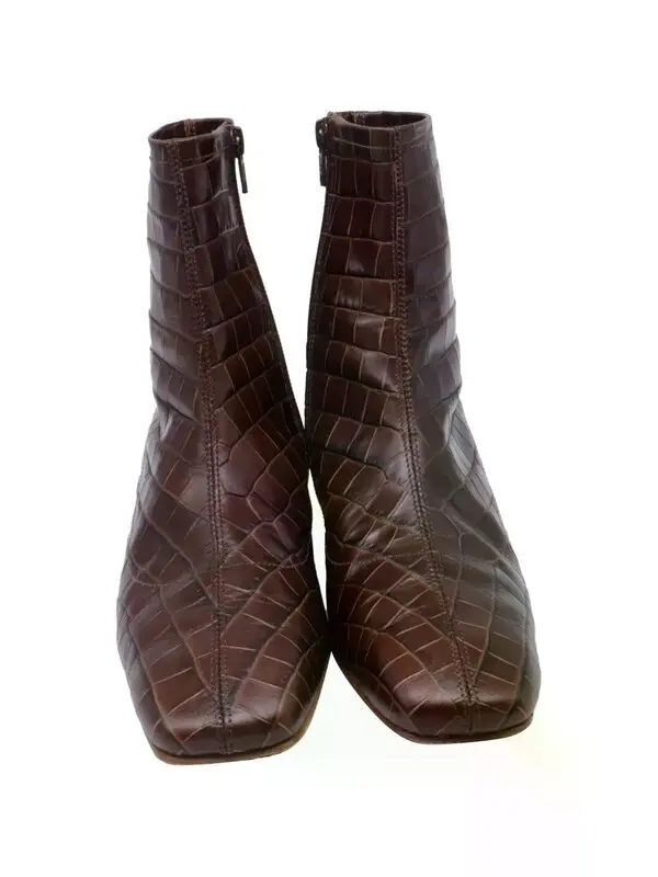 By Far Croc-embossed Ankle Boots