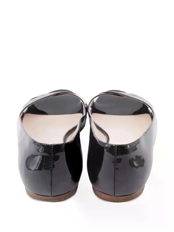 Miu Miu Patent Leather Crossover Strap Open Toe Flats