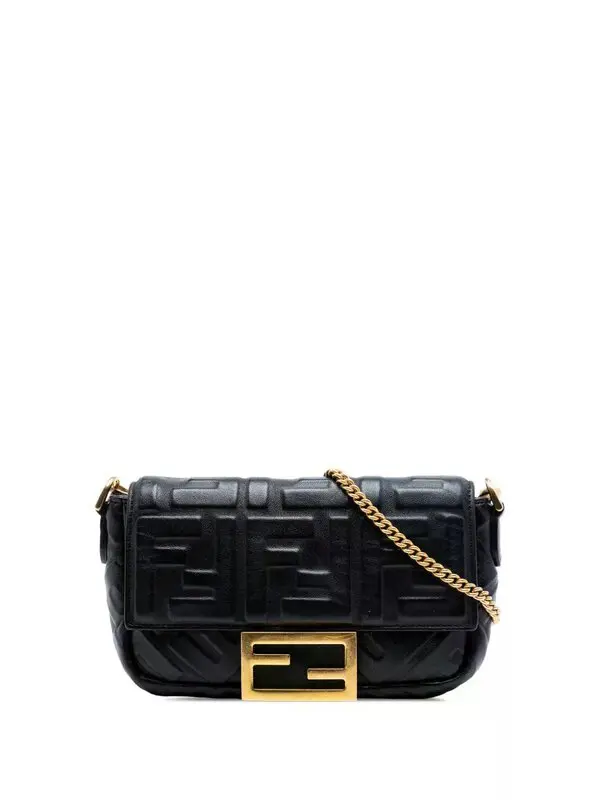 Fendi Mini Zucca Embossed Leather Baguette Satchel