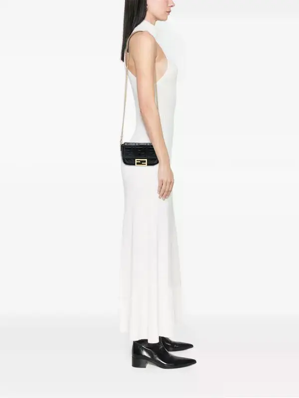 Fendi Mini Zucca Embossed Leather Baguette Satchel
