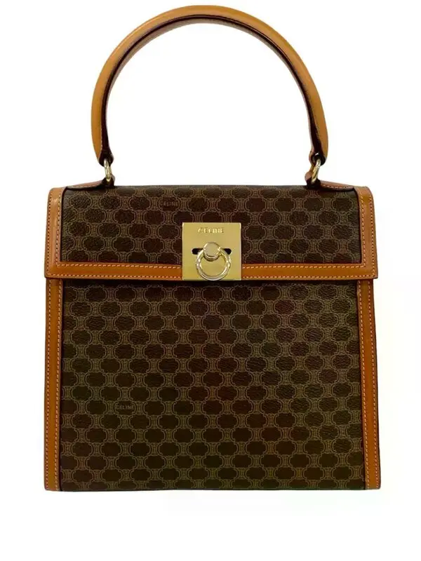 Celine Macadam Coated Canvas Top Handle Bag Satchel - Brown