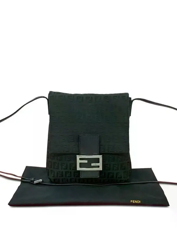 Fendi Zucchino Canvas Crossbody Bag - Black