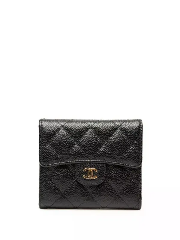 Hermès 2021 Cc Quilted Caviar Compact Flap Wallet Small Wallets - Black