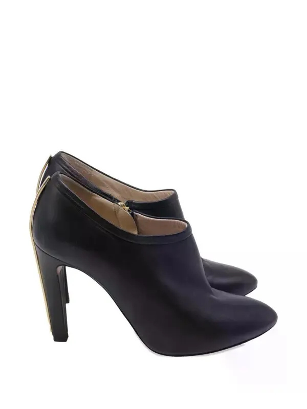 Chloé Leather Ankle Boots With Gold Tone Accent