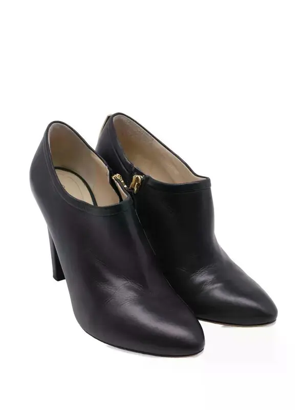 Chloé Leather Ankle Boots With Gold Tone Accent