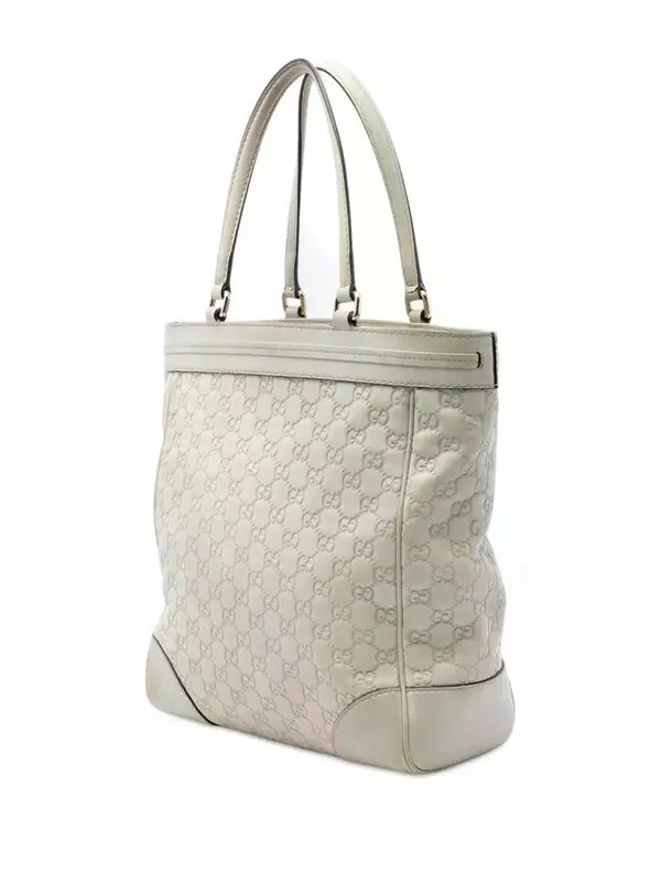 Gucci Embossed Leather Tote Bag - White