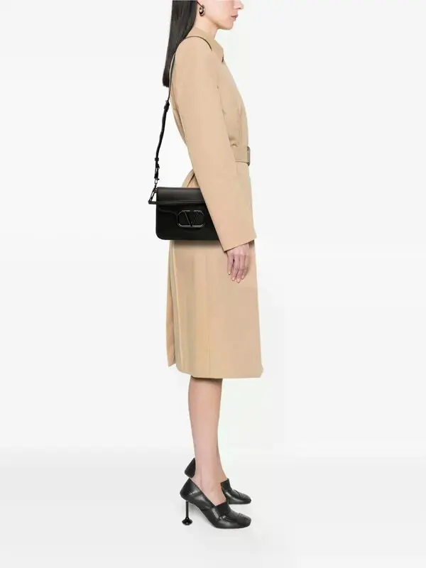 Valentino Garavani Calfskin Logo Flap Satchel - Black | Editorialist