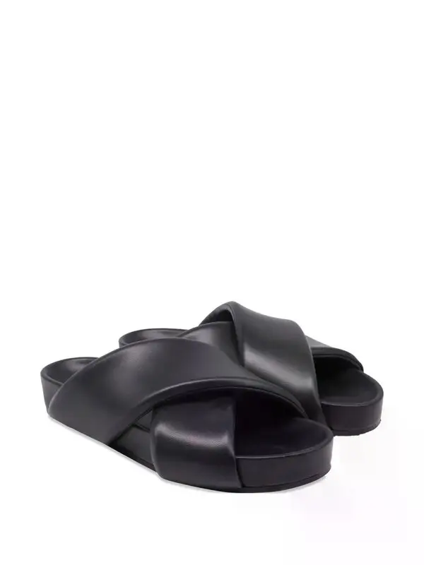 JIL SANDER Padded Cross-strap Flat Sandals - Black