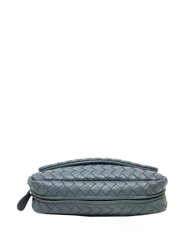 Bottega Veneta Mini Nappa Intrecciato Expandable Chain Flap Crossbody Bag - Blue