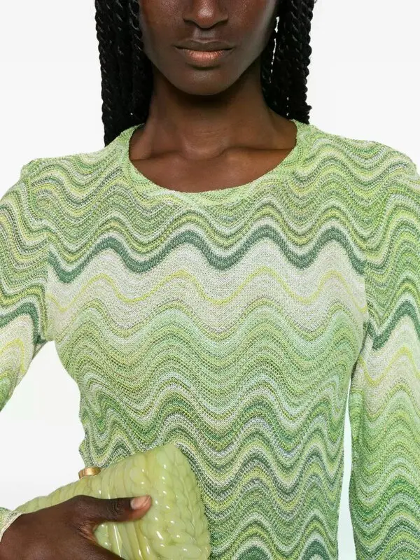 MC2 SAINT BARTH Zigzag-knit Long-sleeve Dress