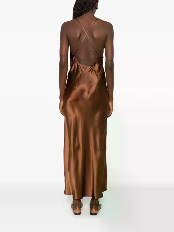 MC2 SAINT BARTH Lace-trimmed Silk Maxi Dress