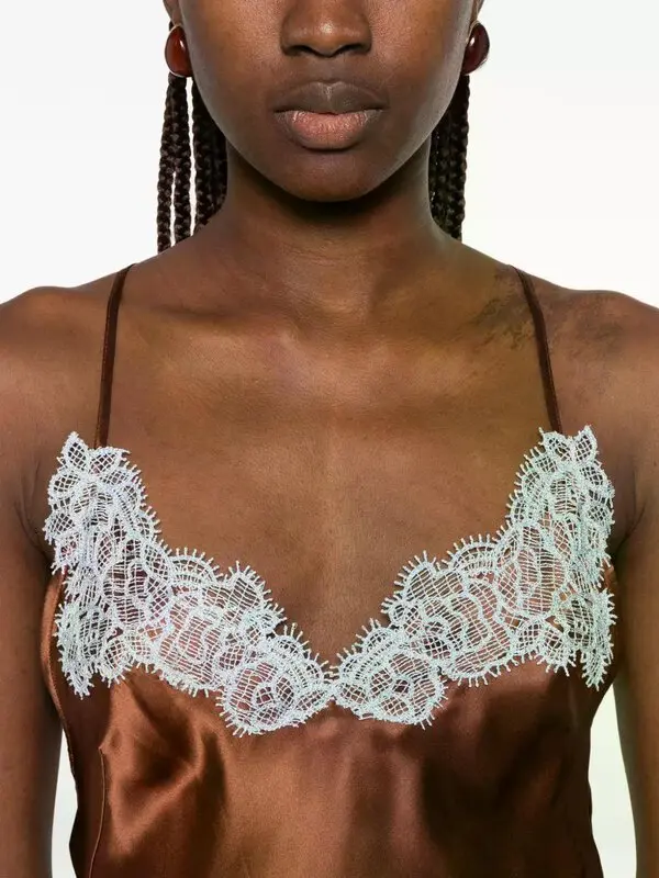MC2 SAINT BARTH Lace-trimmed Silk Maxi Dress