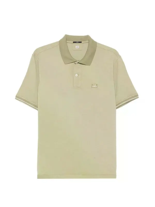 C.P. COMPANY Logo-patch Tipped Polo Shirt - Green