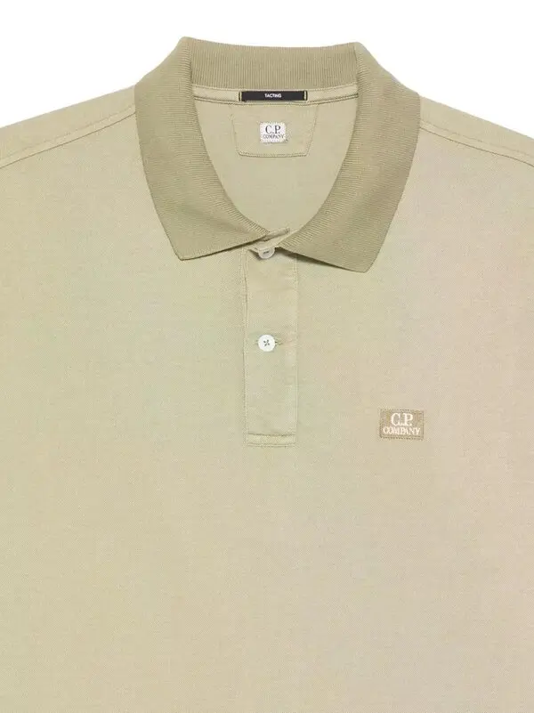 C.P. COMPANY Logo-patch Tipped Polo Shirt - Green