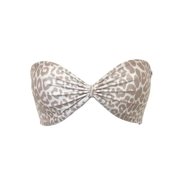 TERRA DEA Loco Classic Reversible Bandeau Bikini Top - White/brown