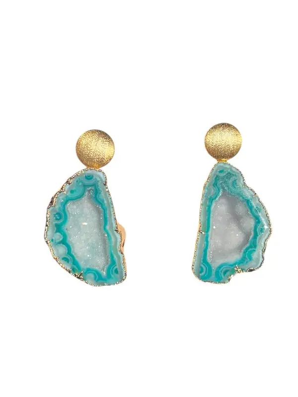MAGPIE ROSE 18ct Gold Plated Vermeil Agate Drop Earrings - Green
