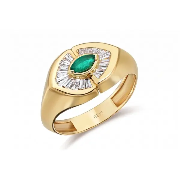 REIS JEWELLERY Lecco Emerald And Diamond Ring In 14k Yellow - Gold