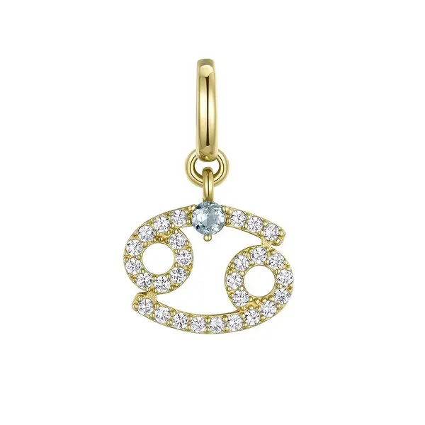 UNLEASH CPH Cancer Zodiac Charm With Aquamarine - Gold/blue