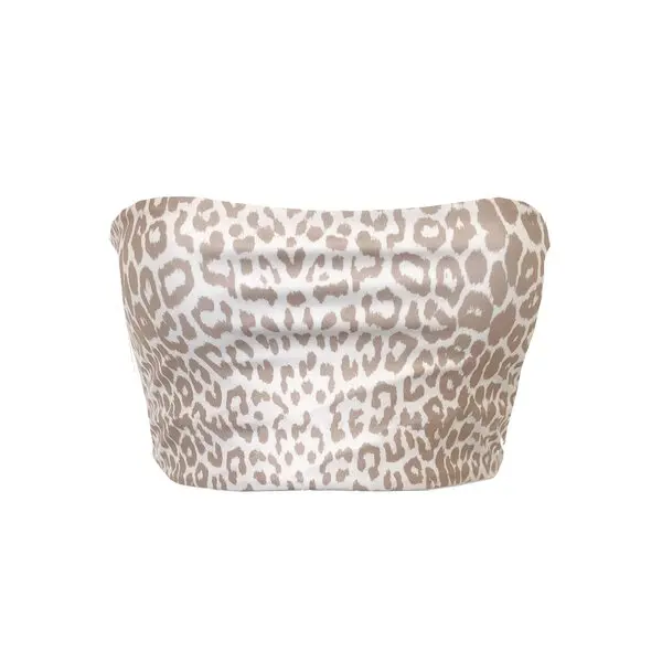 TERRA DEA Reversible Leopard Print Bikini Top - White/brown