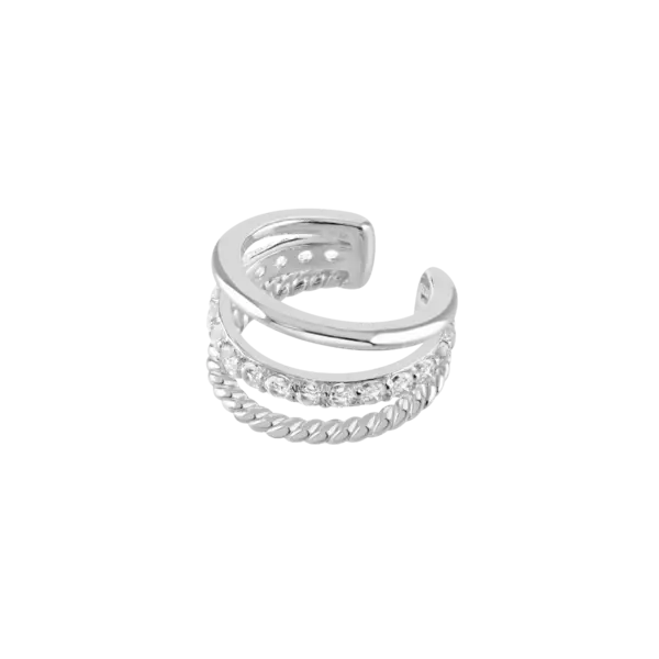 LUCY QUARTERMAINE Skinny Drip Triple Ear Cuff With White Topaz - Silver