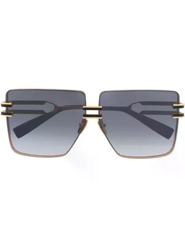 Balmain Logo-print Oversize-frame Sunglasses - Gold