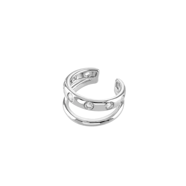 LUCY QUARTERMAINE Art Deco Double Ear Cuff With White Topaz - Silver