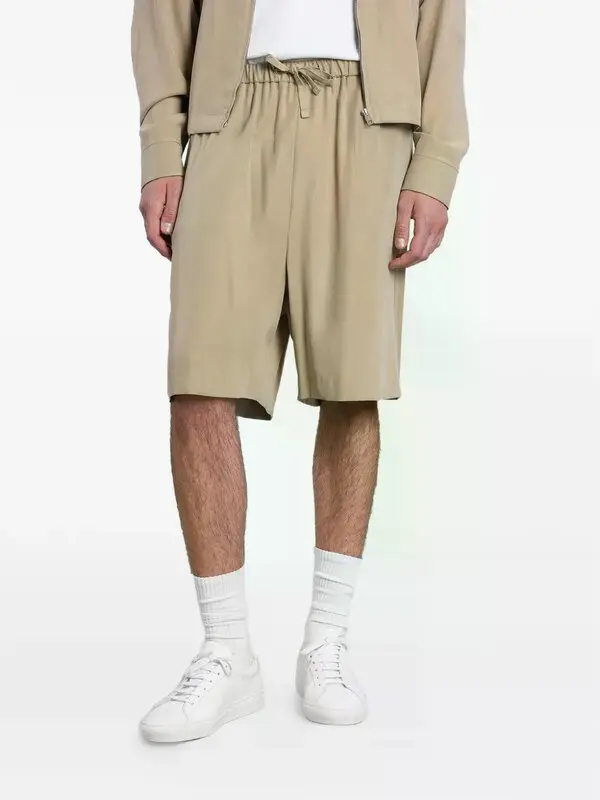 GRIFONI Beige Twill Drawstring Waist Shorts