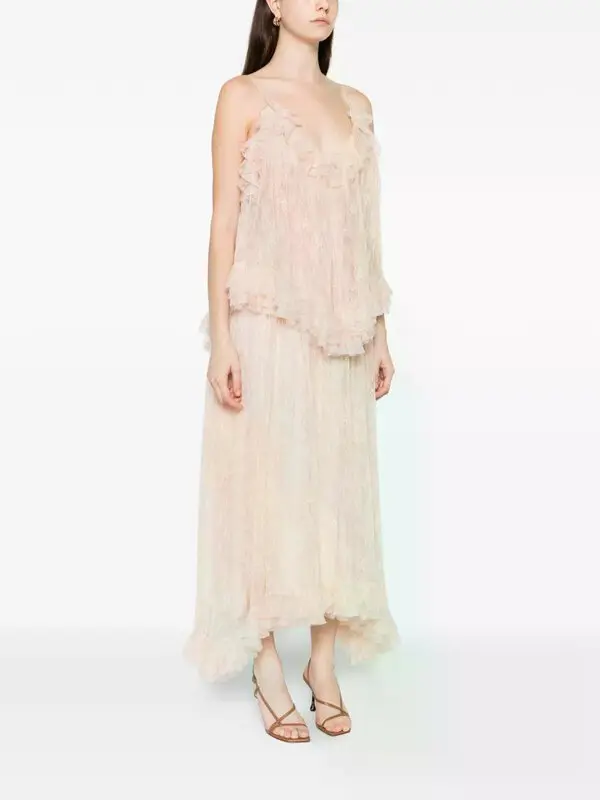 Alberta Ferretti Ruffled Lace Midi Dress