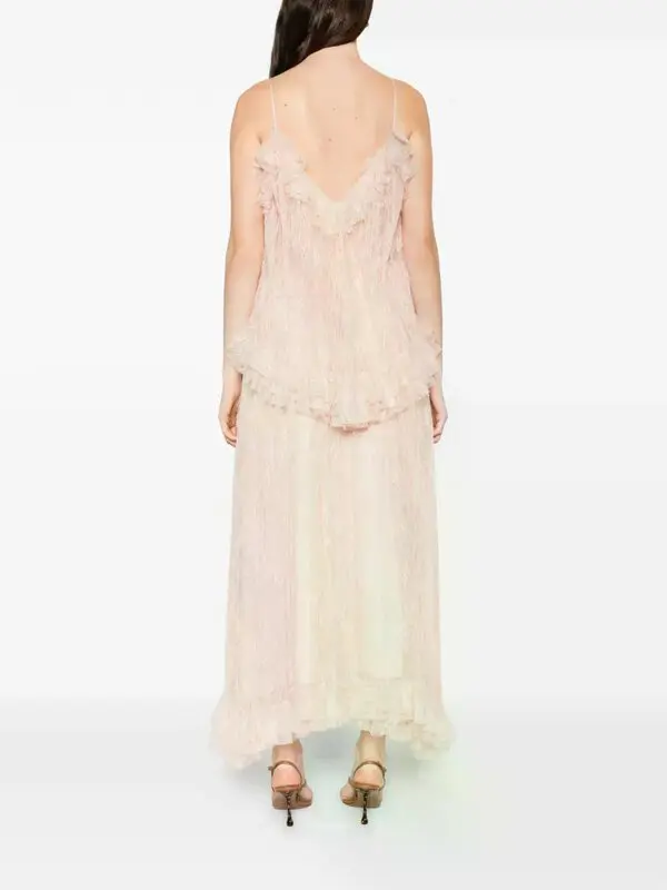 Alberta Ferretti Ruffled Lace Midi Dress
