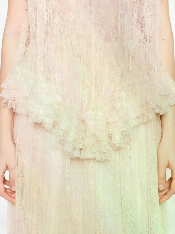 Alberta Ferretti Ruffled Lace Midi Dress