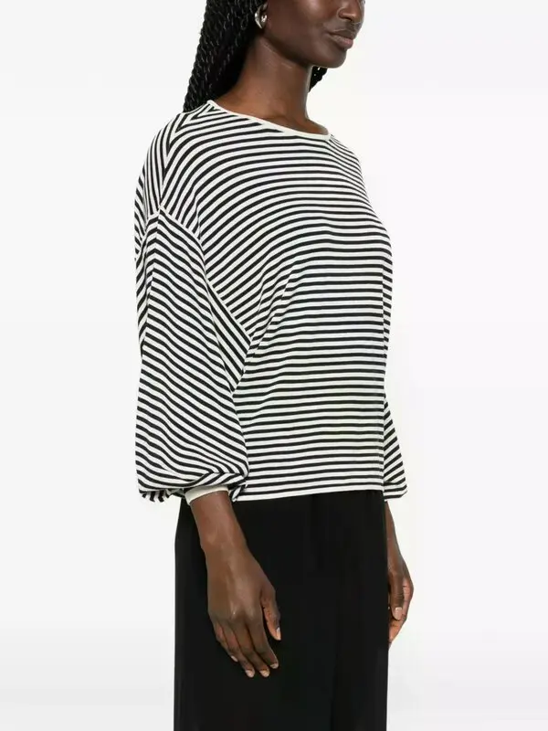 FRAME Striped Balloon-sleeve Sweater