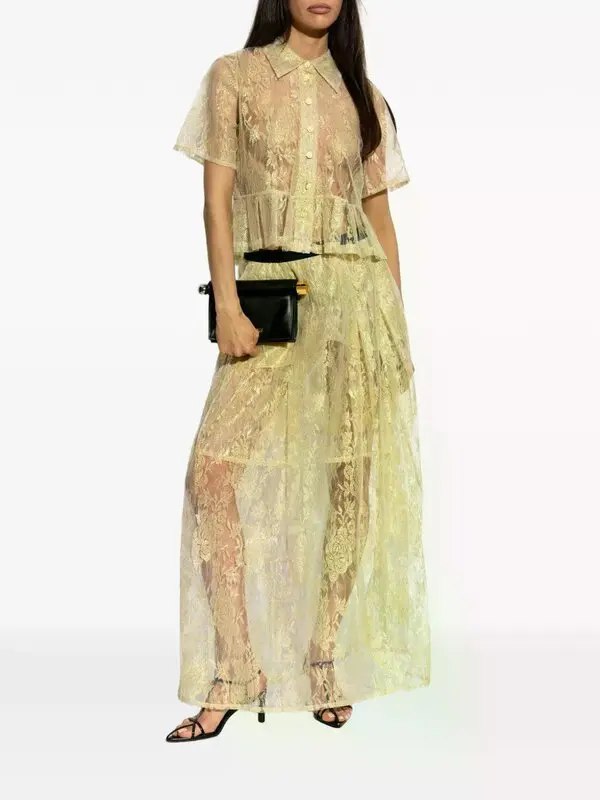 Munthe Bustona Floral Lace Ruffled Blouse