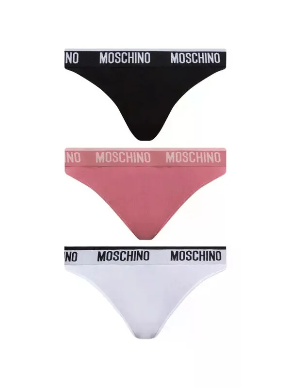 Moschino Logo-waistband Thongs - Black