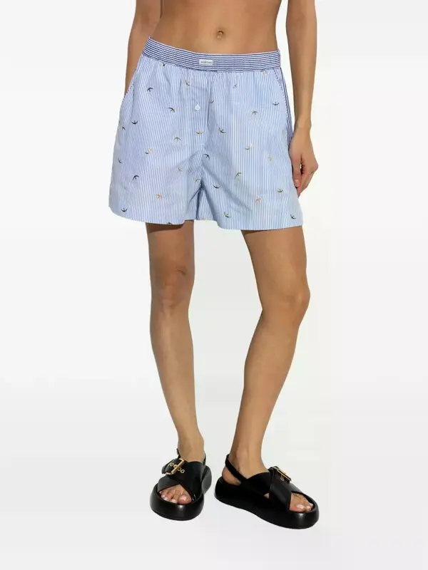 Munthe Striped Bird Print Shorts
