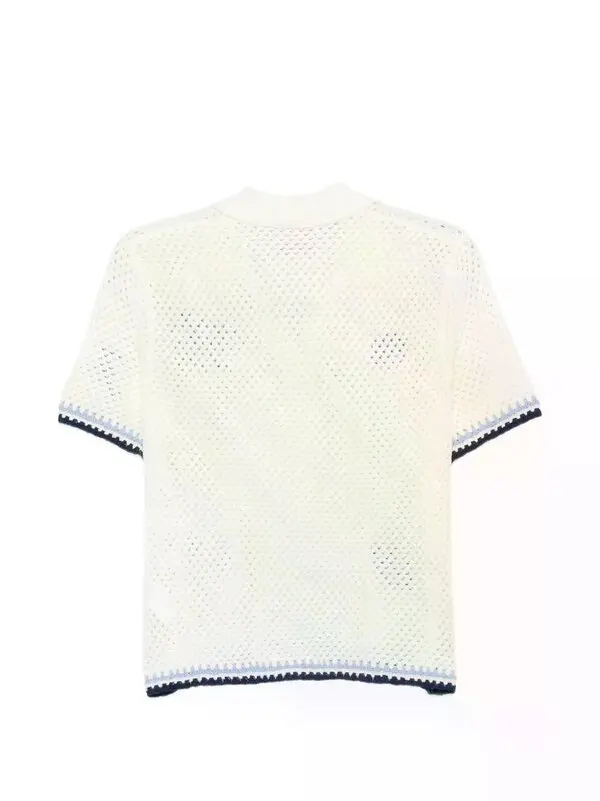 MC2 SAINT BARTH Pixie Embroidered Open-knit Polo Sweater