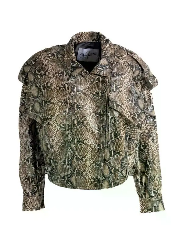 Vaquera Python-effect Epaulette Jacket