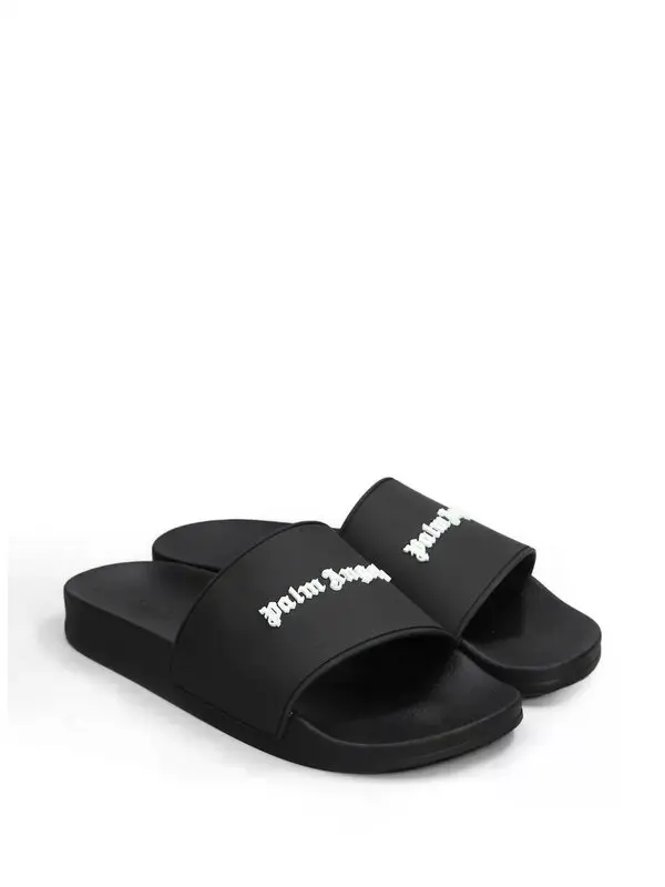 Palm Angels Logo Print Slides - Black